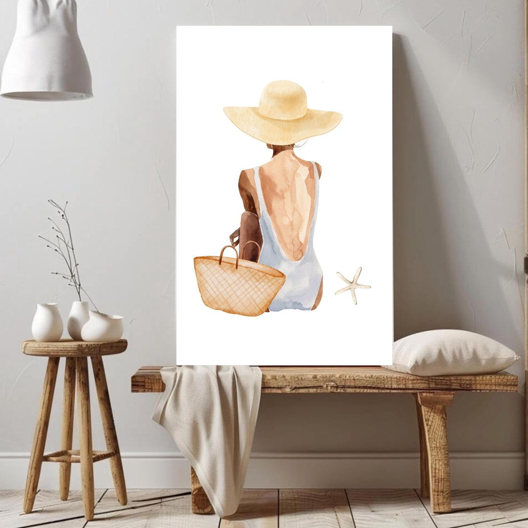 Serene Woman Sitting on Beach, Serenity Poster, Coastal Wall Art With ...