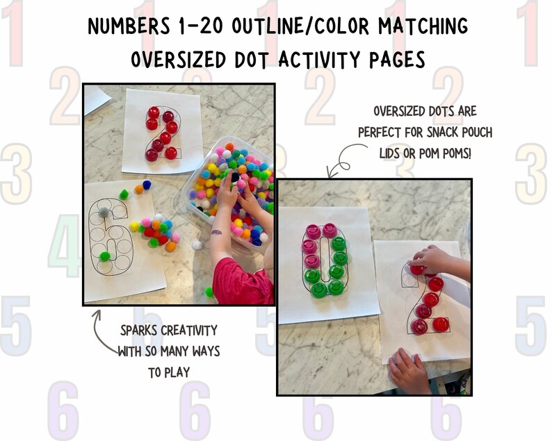 Numbers 1-20 Activity Pages 2 Sets, Dot Outline, Color Matching ...
