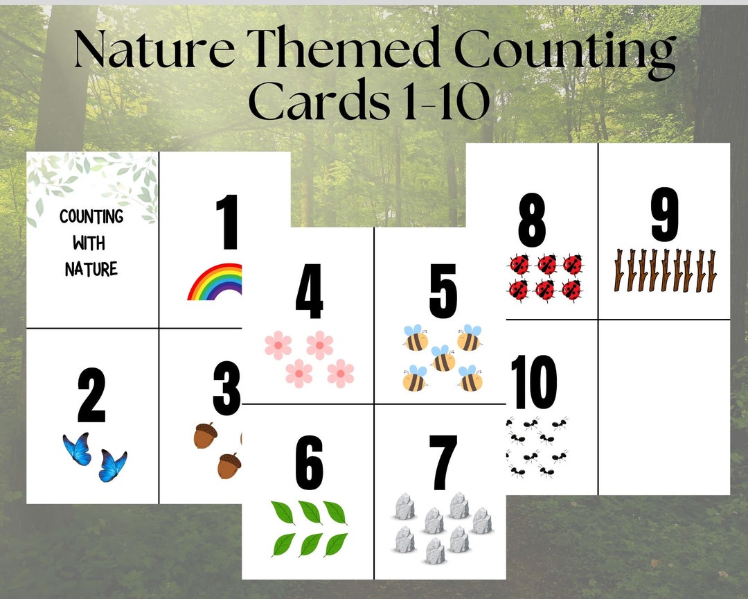 Counting Cards 1-10 for Toddlers and Preschoolers- Nature Themed - Etsy