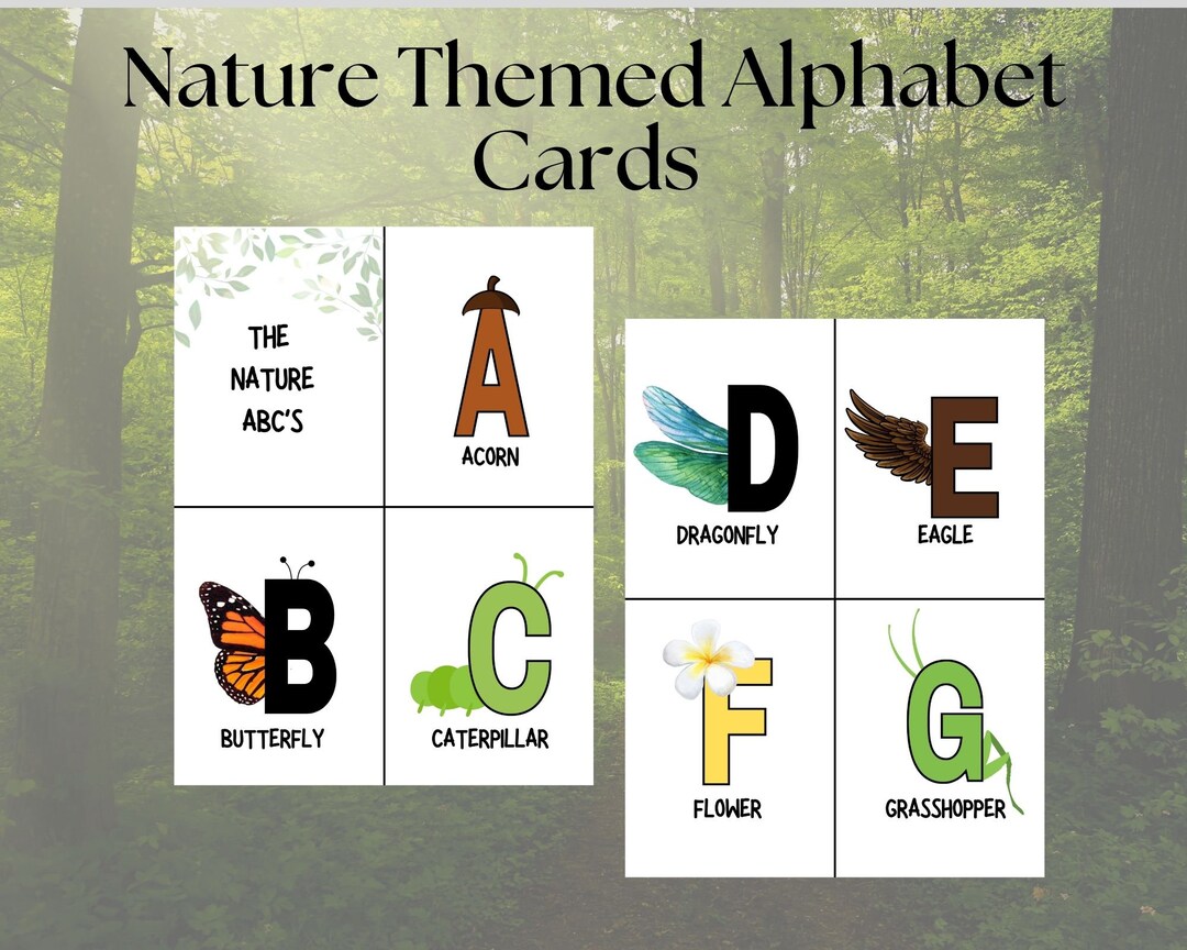 Alphabet Cards for Toddlers and Preschoolers Nature Themed - Etsy