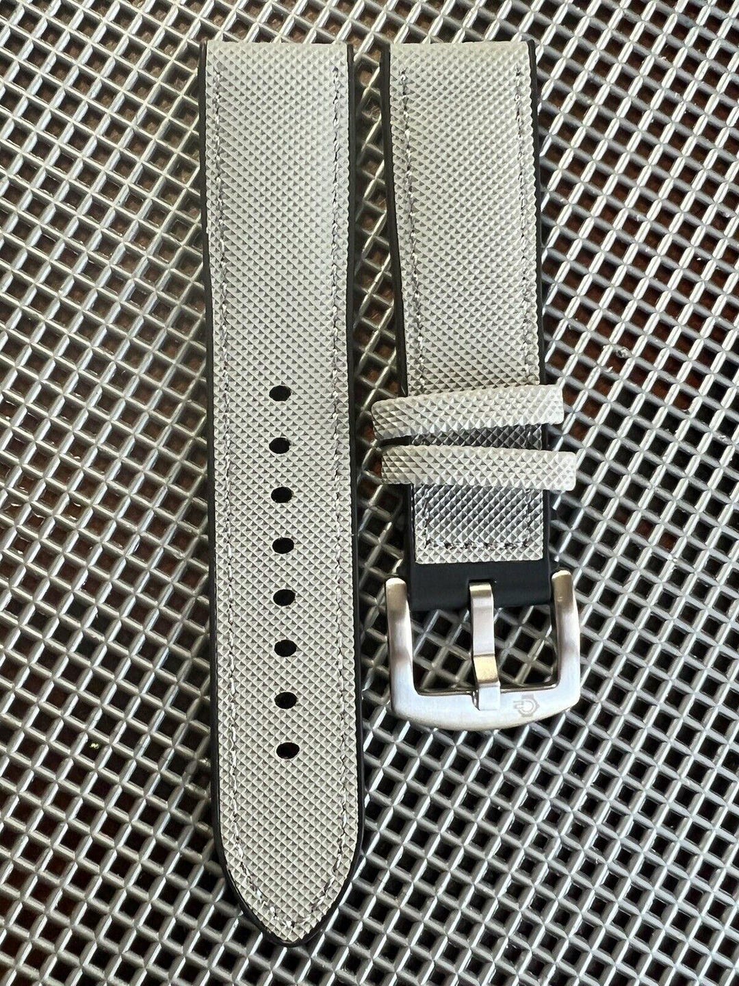 22mm Waterproof Gray Sailcloth Pattern Watch Strap Rubber Bottom Gray ...