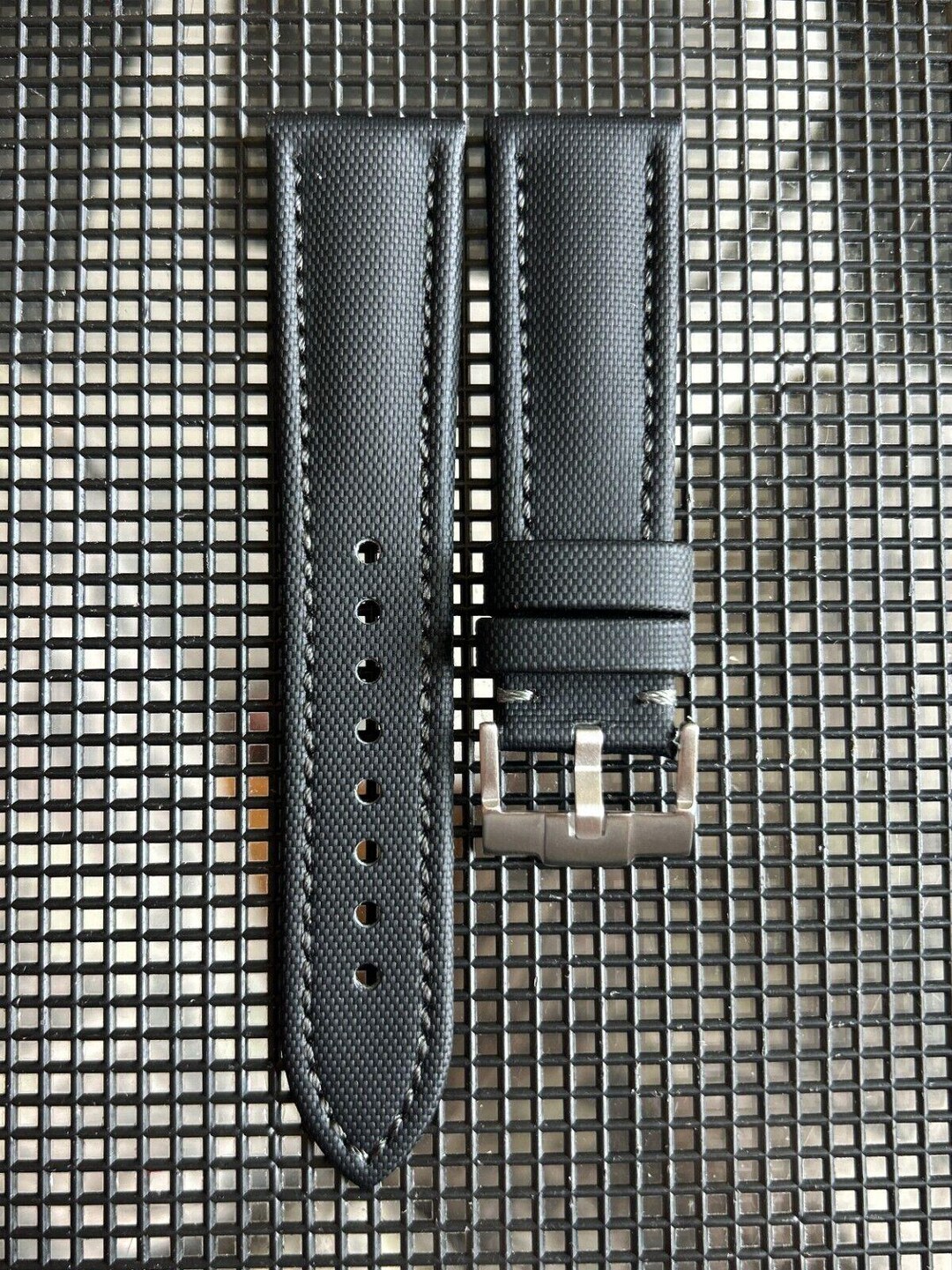 20mm Waterproof Black Sailcloth Pattern Strap Rubber Black Stitch Long ...