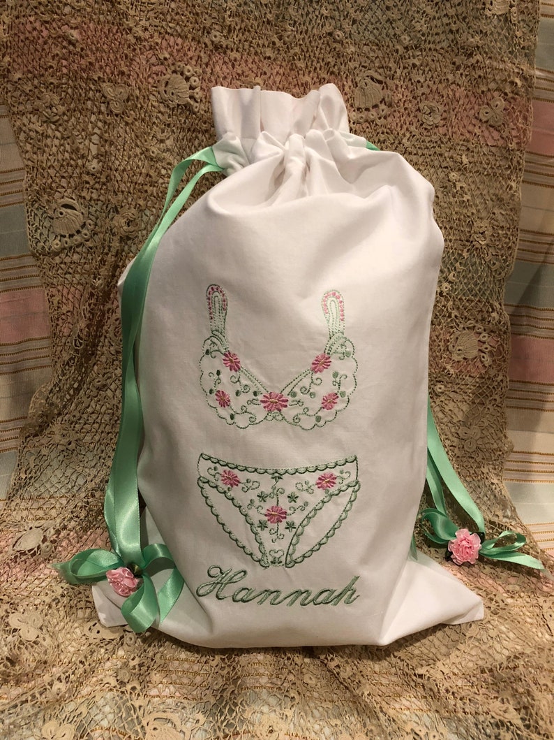 Personalized Embroidered Lingerie Bag for Wedding Shower Gift, Travel ...