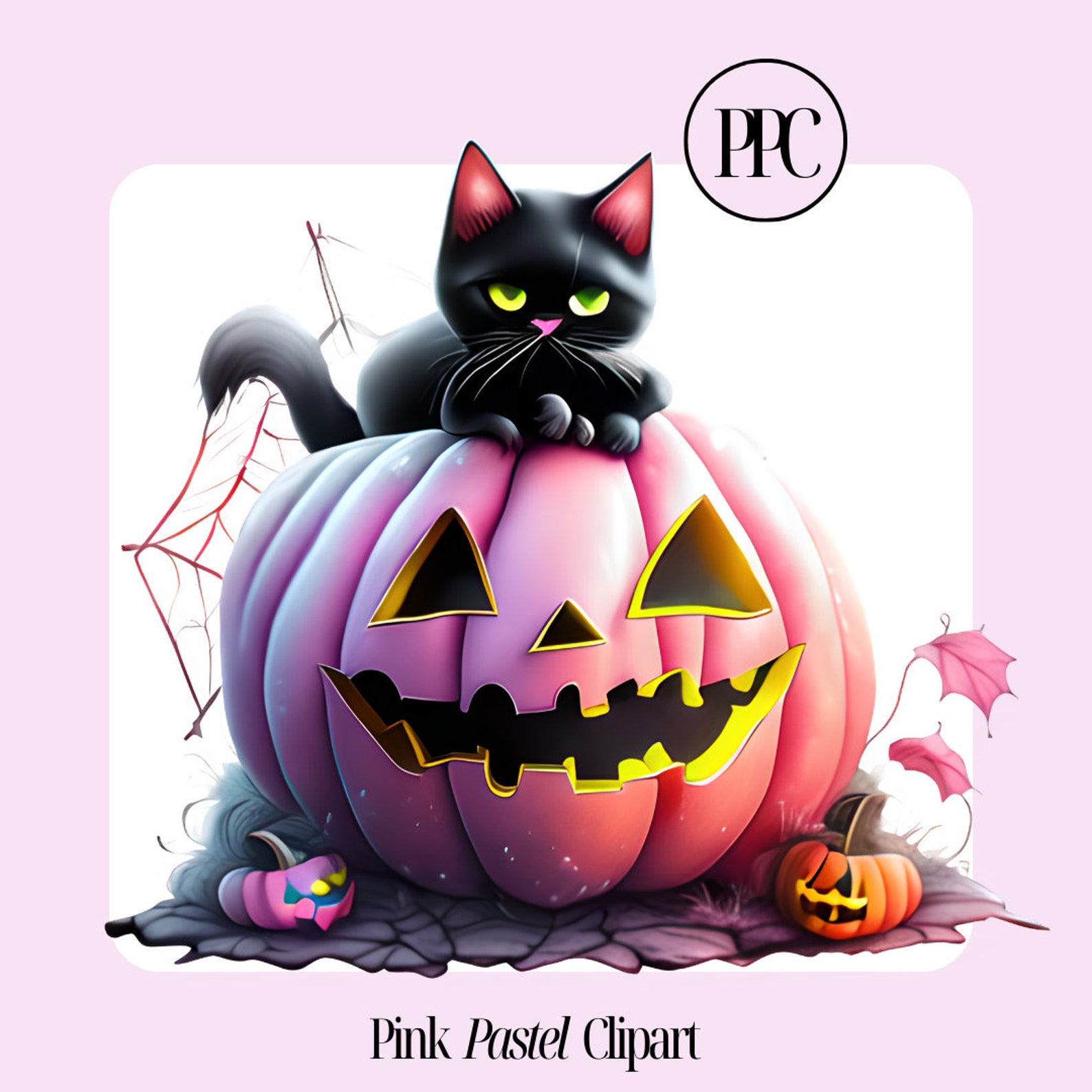 Pink Pastel Clipart Halloween Pumpkin Bundle, Cute Halloween Clipart ...