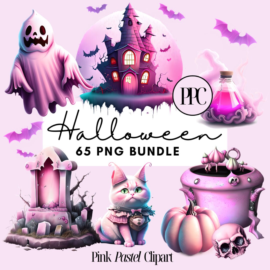Pink Pastel Clipart Halloween Bundle | Cute Halloween Clipart | Pastel ...