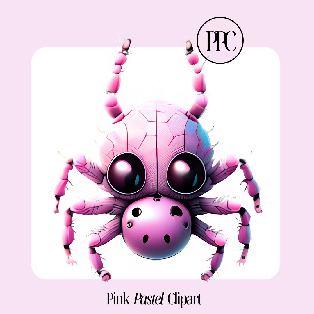 Pink Pastel Clipart Halloween Spider Bundle, Cute Halloween Clipart ...