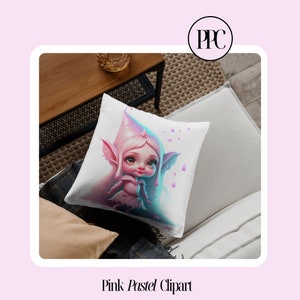 Pink Pastel Clipart Mystical Cute Elf Bundle, Cute Mystical Clipart ...