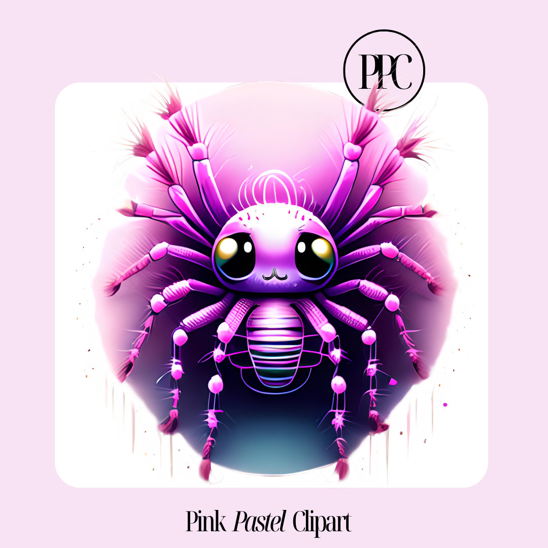 Pink Pastel Clipart Halloween Spider Bundle, Cute Halloween Clipart ...