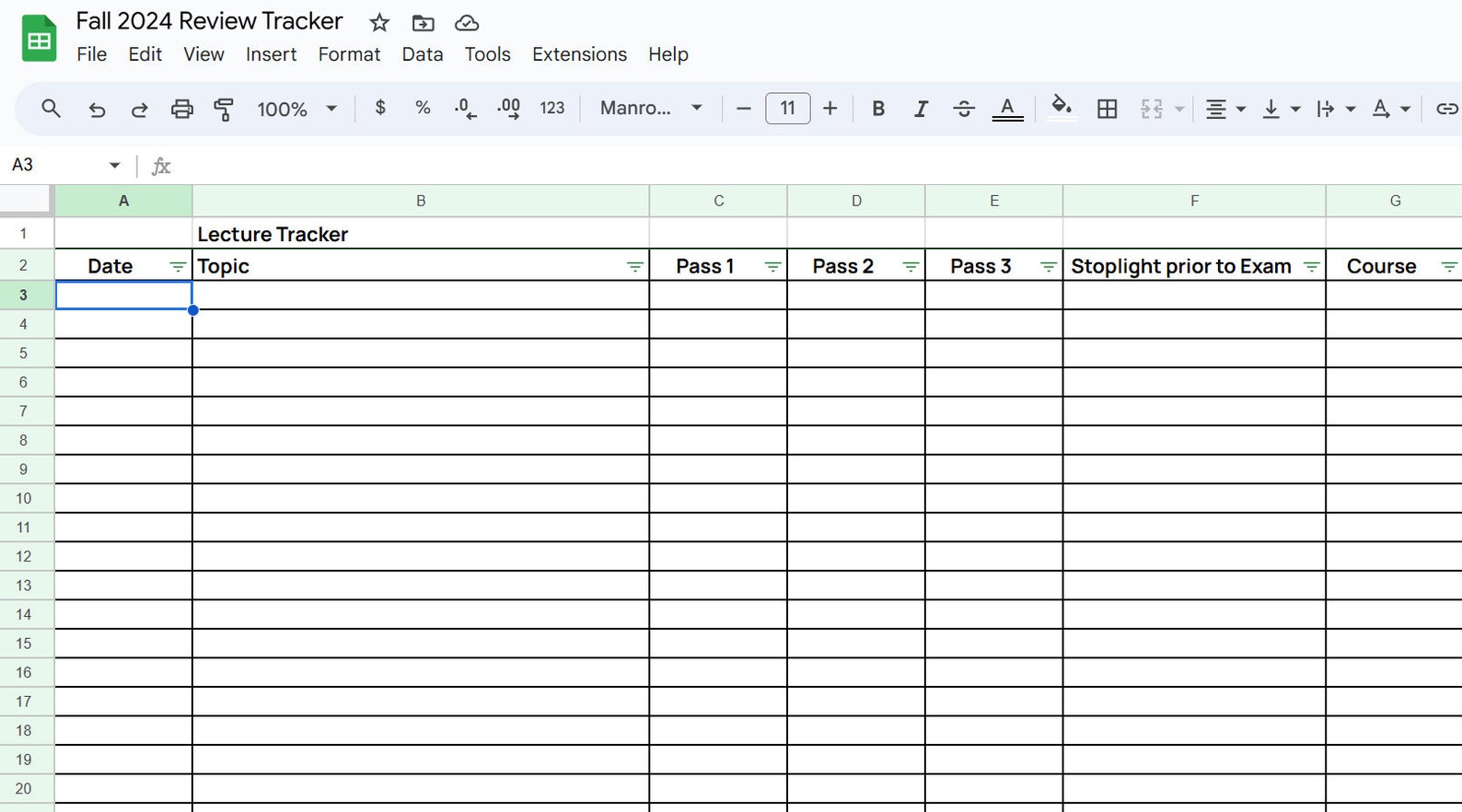 Assignment and Lecture Tracker Template Excel and Google Sheets - Etsy
