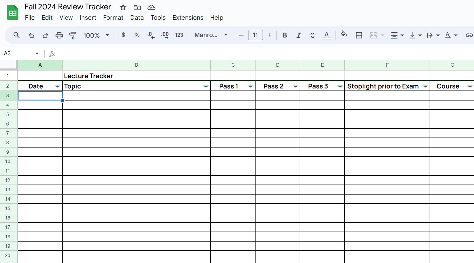 Assignment and Lecture Tracker Template - Excel and Google Sheets - Etsy
