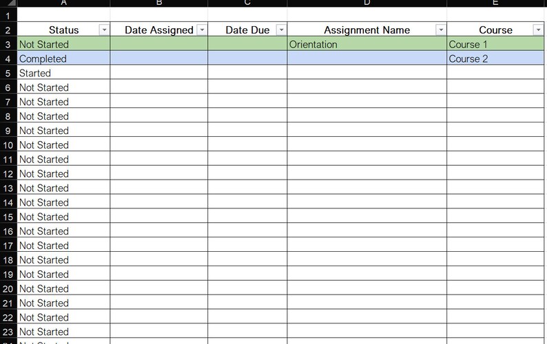 Assignment and Lecture Tracker Template Excel and Google Sheets - Etsy