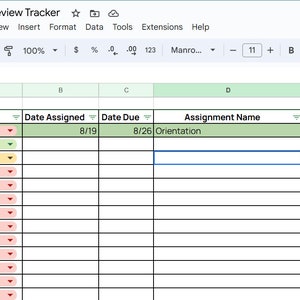Assignment and Lecture Tracker Template - Excel and Google Sheets - Etsy