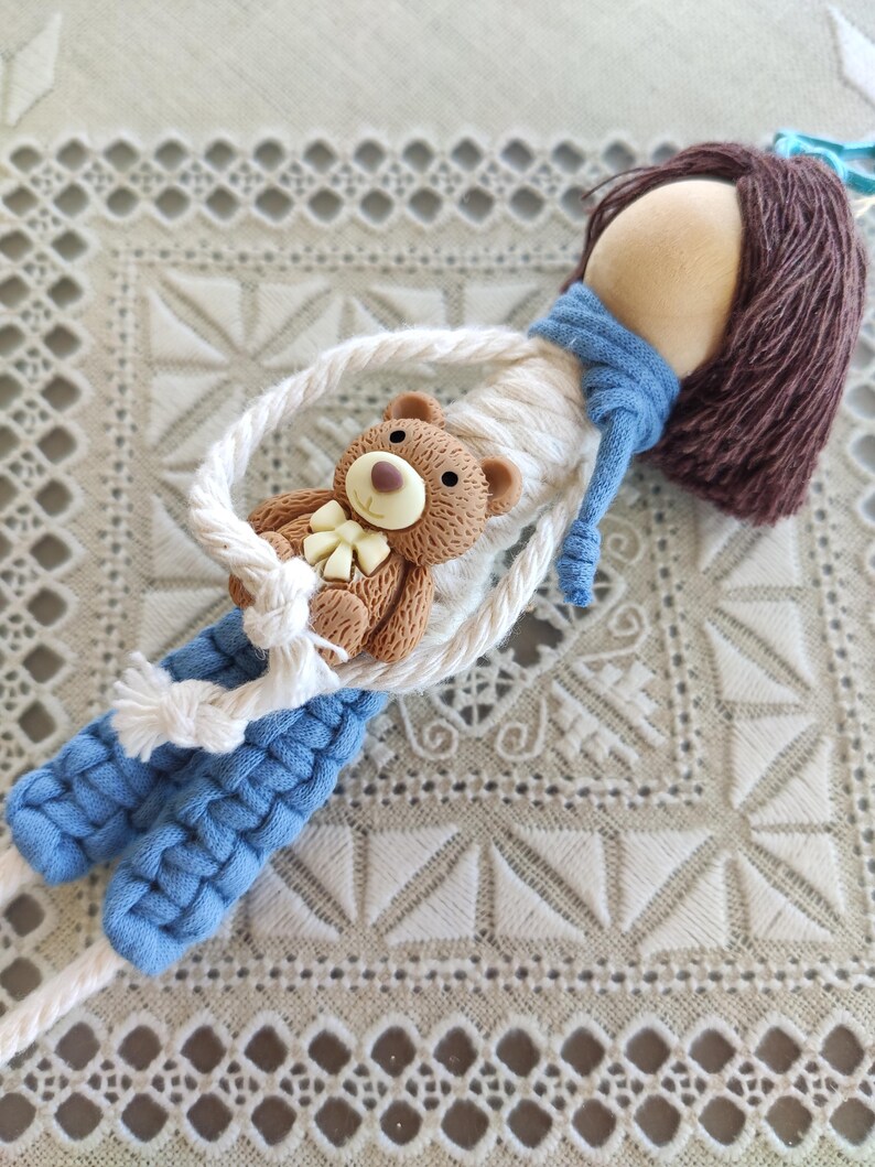 Macrame Art Doll, Boho Fairy Doll, Small Macrame Decoration, Macrame Fashion Pendant, Keyring ...