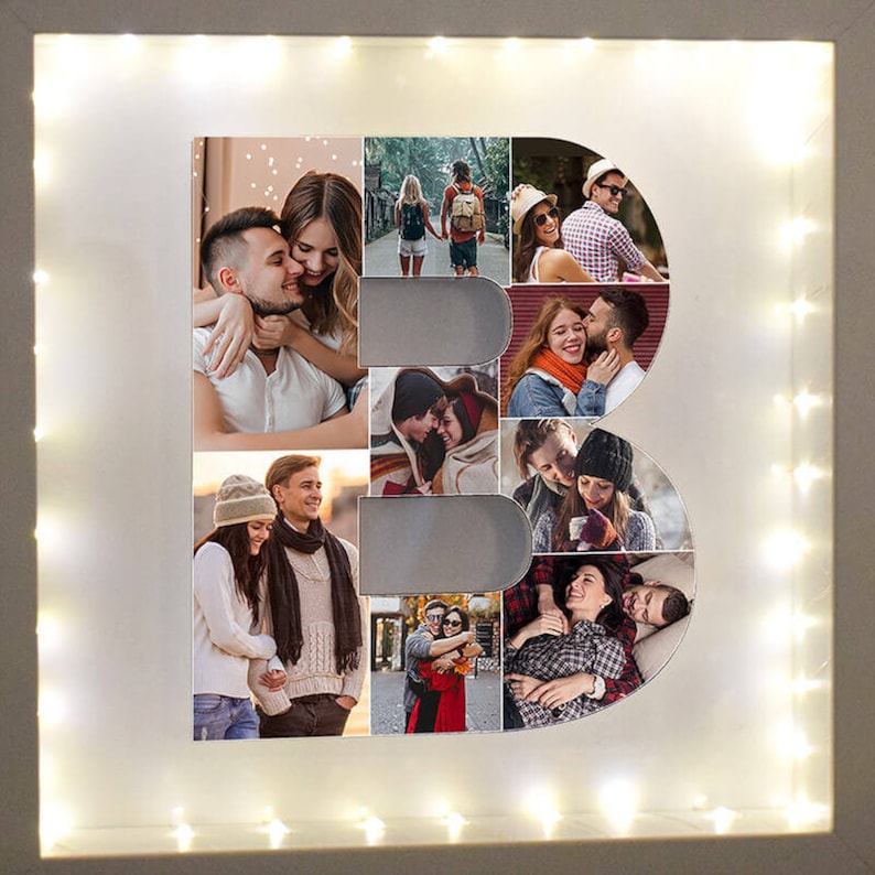 Personalized 3D Letter and Photo Light-up Frame Custom Illuminated ...