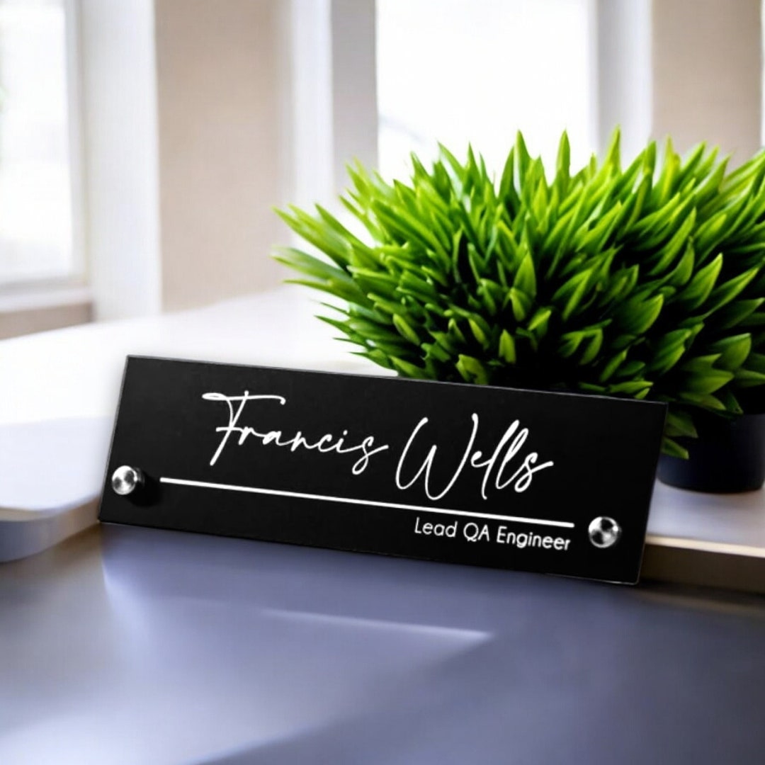 Personalized Acrylic Name Plate for Office Decor Customizable Desk Sign ...