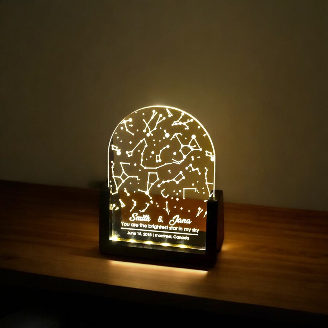 Personalized Star Map LED Lamp Custom Engraved Date & Name Night Light ...