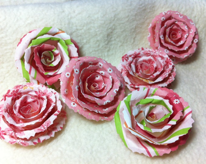 Scrapbook Flowers...6 Piece Set of Very Pretty Juniper and Mint Green ...