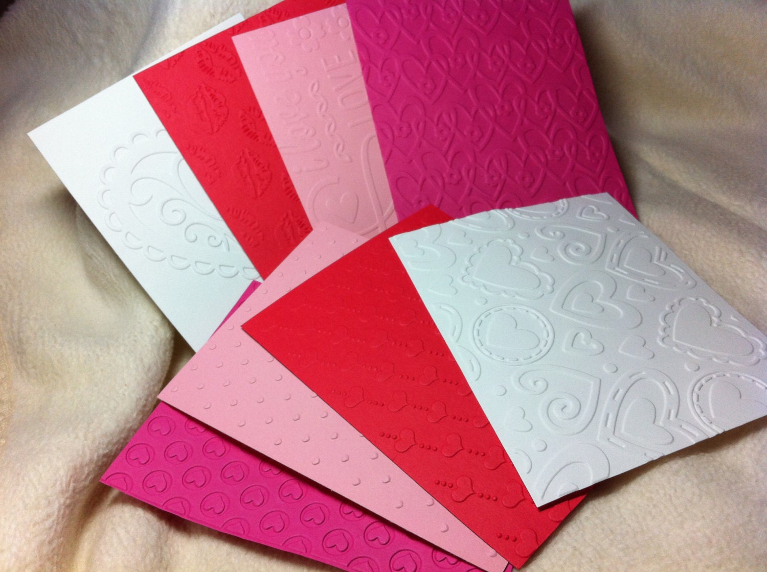 Scrapbook Mats...8 Piece Set of Very Sweet Valentine Themed Embossed ...