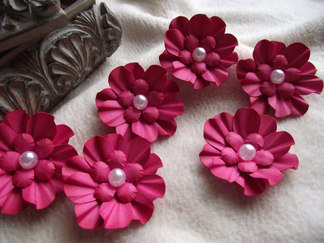 Scrapbook Flowers...6 Piece Set of Very Pretty Melon Pink Camilla ...