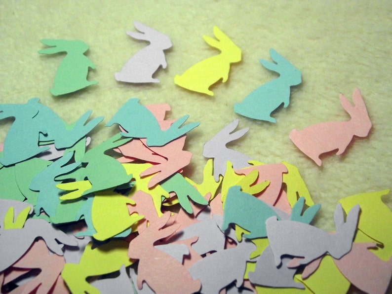 Paper Bunnies...100 Piece Set of Very Cute Paper Bunnies in Spring ...