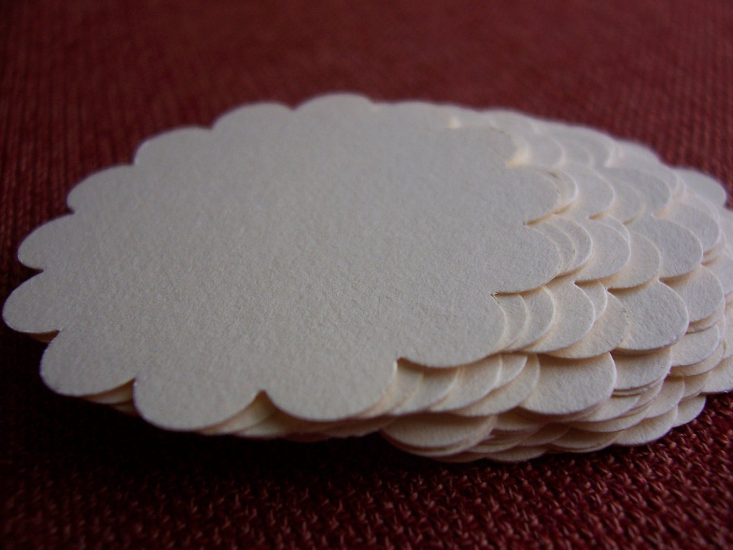 Round Scallop Tags...24 Piece Set of Very Pretty French Vanilla Round ...
