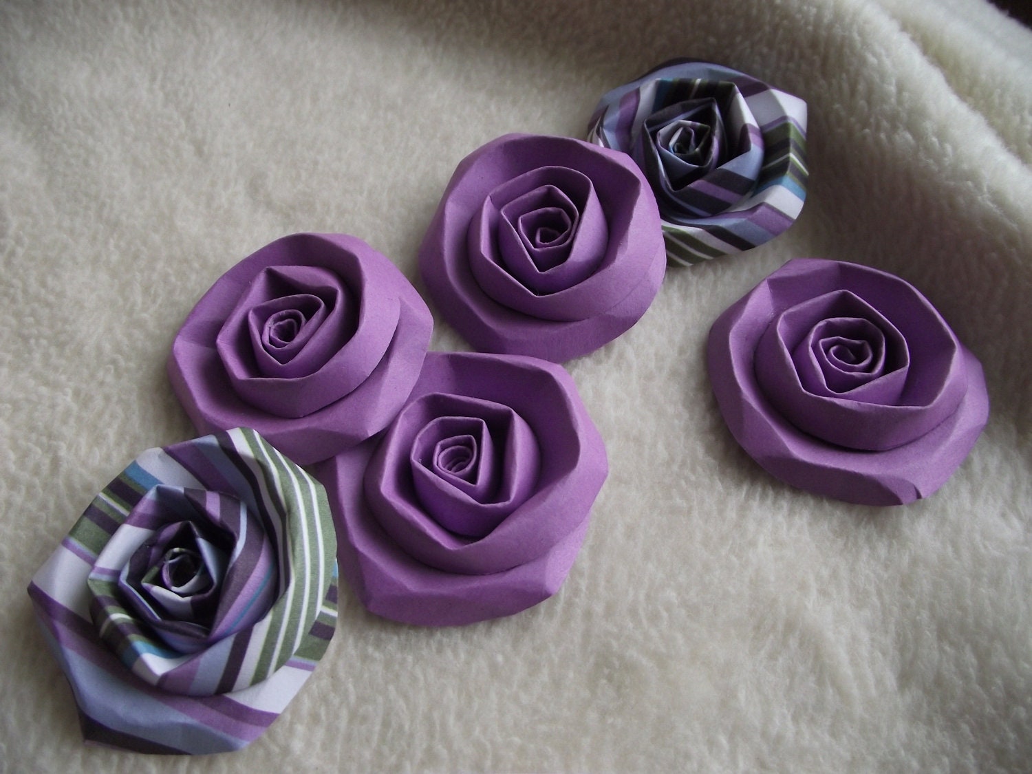 Scrapbook Flowers...6 Piece Set of Very Charming Purple and - Etsy