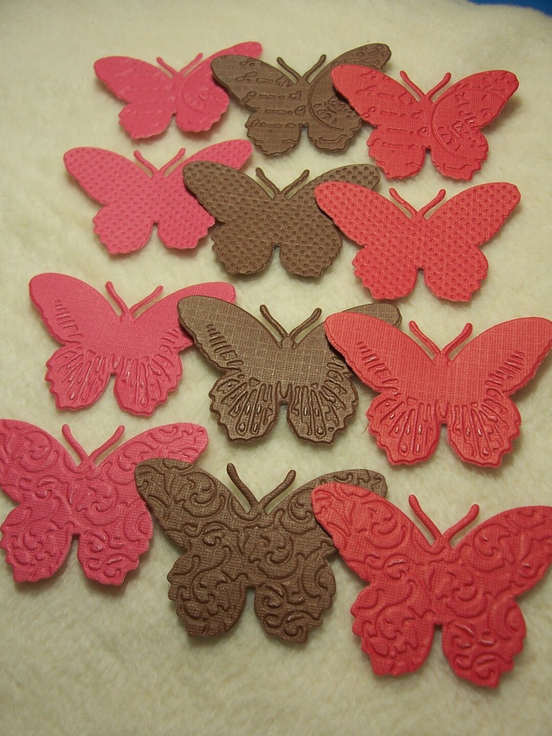 Paper Butterflies...12 Piece Set of Very Beautiful Brown/red Embossed ...