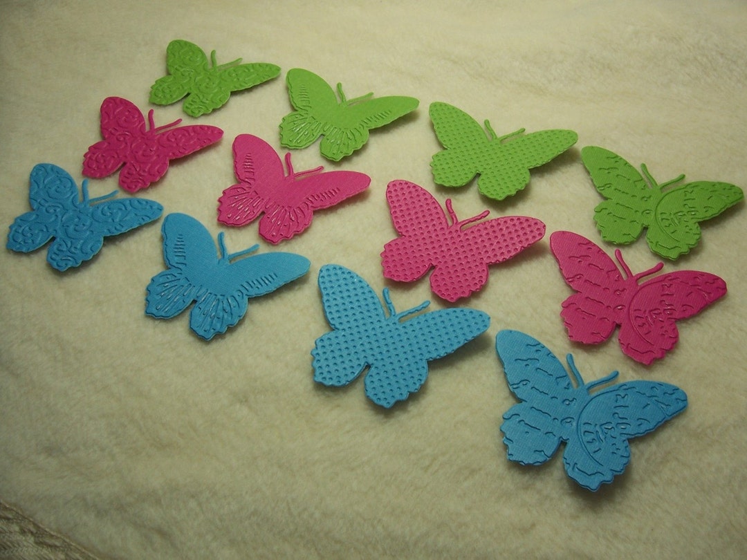 Paper Butterflies...12 Piece Set of Very Pretty Brights Embossed Paper ...
