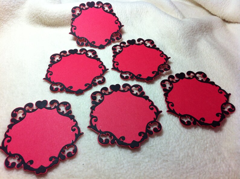 Lacy Labels...6 Piece Set of Very Elegant and Romantic Red/black Love ...