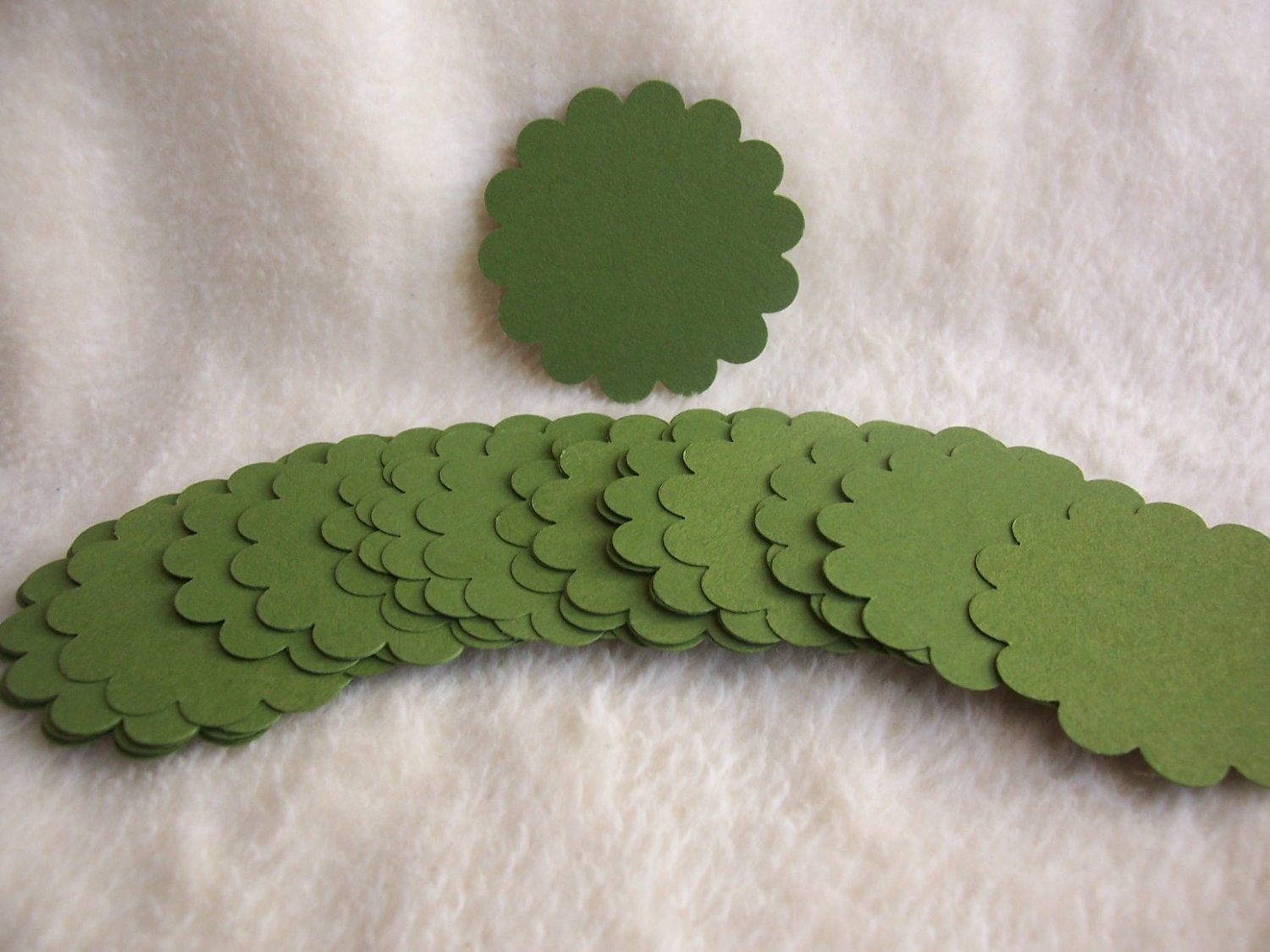 Round Scallop Tags...24 Piece Set of Very Pretty Olive Green Round ...