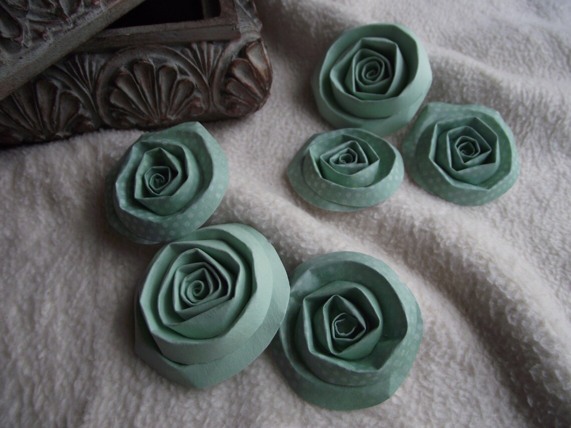 Scrapbook Flowers...6 Piece Set of Very Pretty Juniper and - Etsy