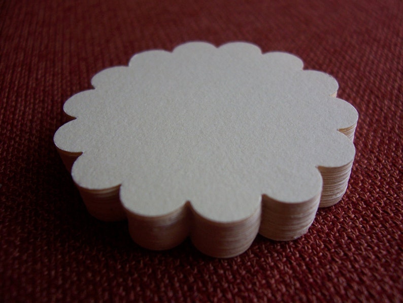 Round Scallop Tags...24 Piece Set of Very Pretty French Vanilla Round ...