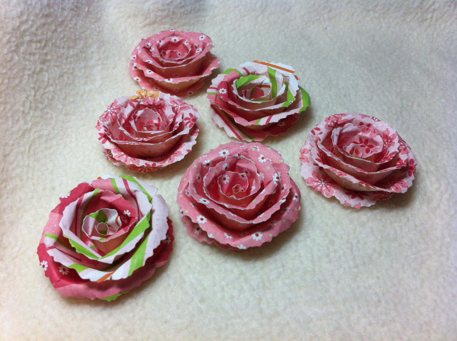 Scrapbook Flowers...6 Piece Set Very Lovely Sophie Scrapbook Rolled ...