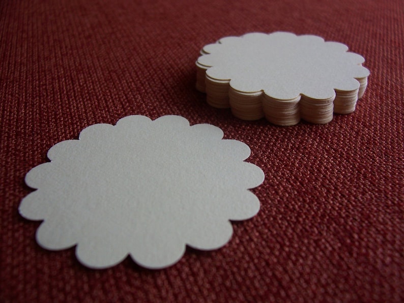Round Scallop Tags...24 Piece Set of Very Pretty French Vanilla Round ...