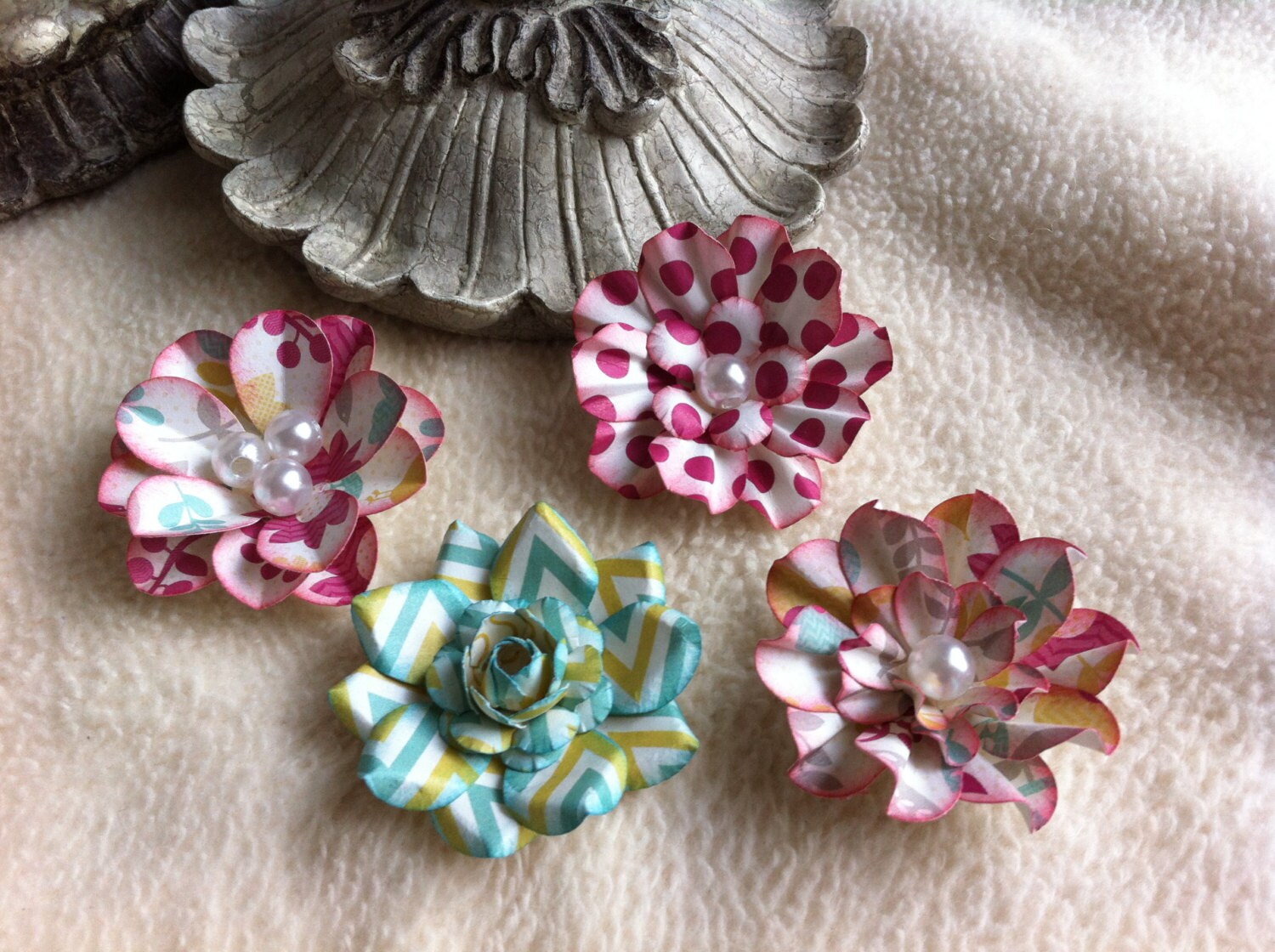Paper Flowers...4 Piece Set of Very Beautiful Here is Happy Handmade ...