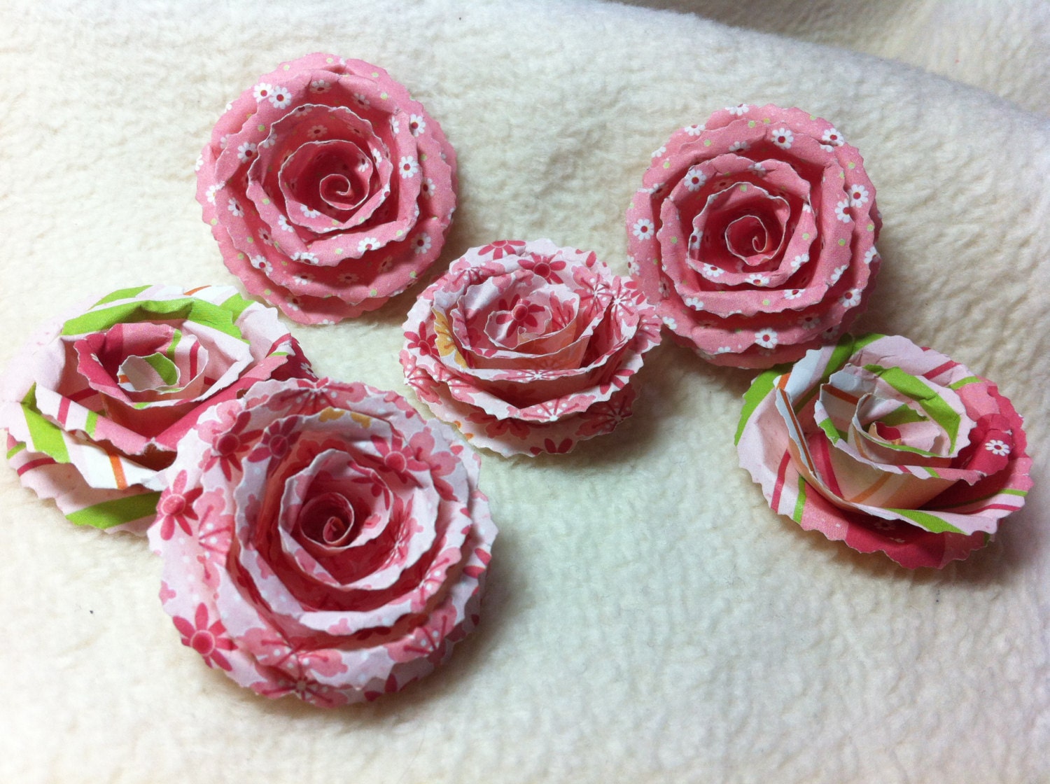 Scrapbook Flowers...6 Piece Set Very Lovely Sophie Scrapbook Rolled ...
