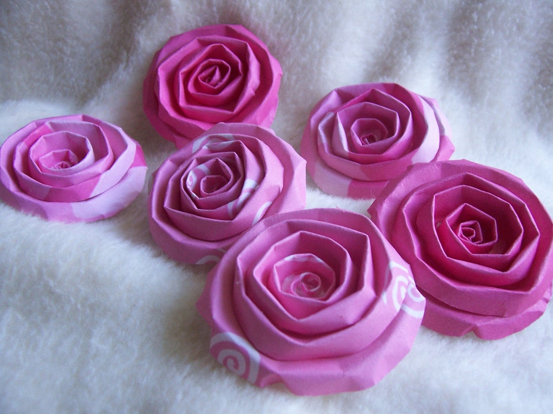 Scrapbook Flowers...6 Piece Set of Very Lovely Pink Parade | Etsy