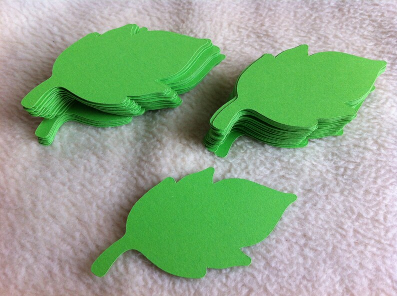 Paper Leaves...100 Piece Set of Very Charming Parrot Green Paper Leaves ...