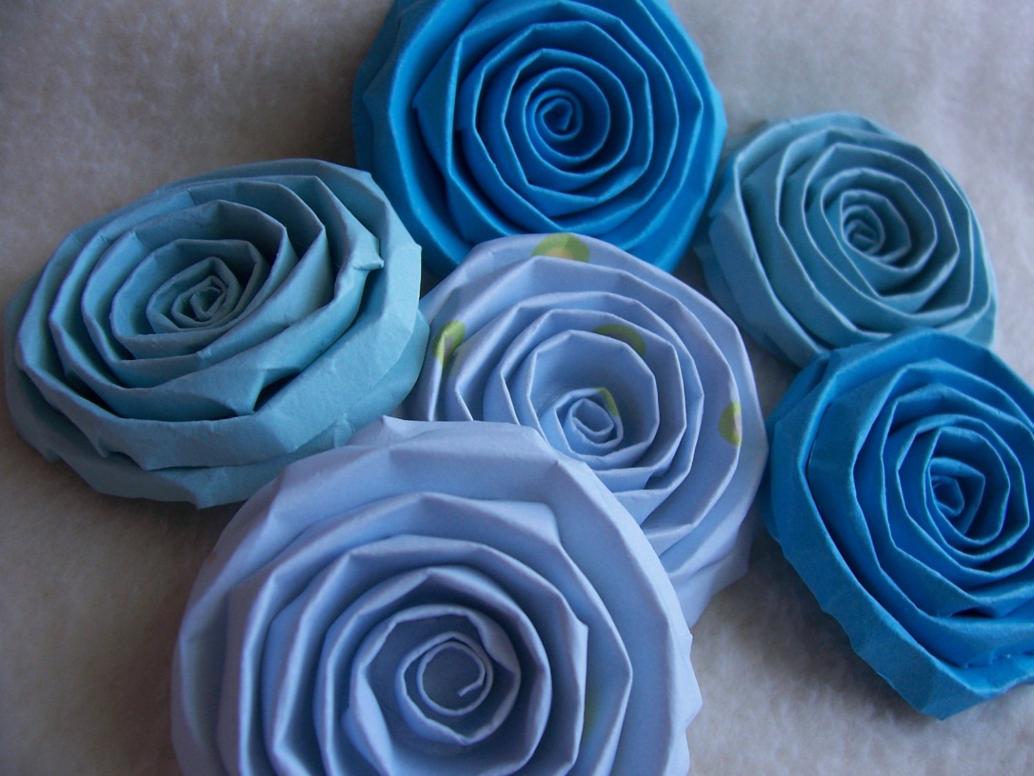 6 Piece Set of Very Sweet Seaside Blue Scrapbook Paper Flower - Etsy