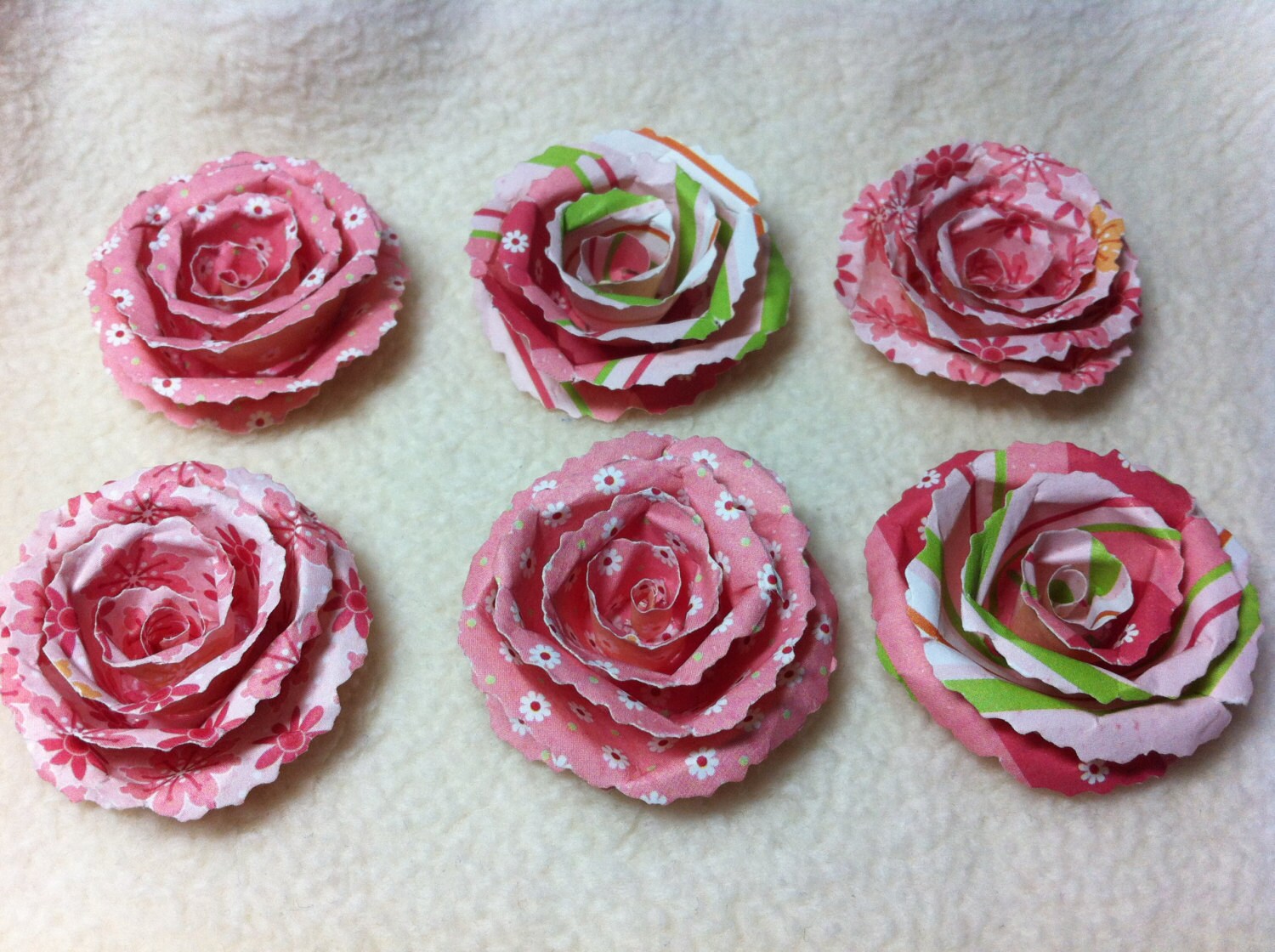 Scrapbook Flowers...6 Piece Set Very Lovely Sophie Scrapbook Rolled ...