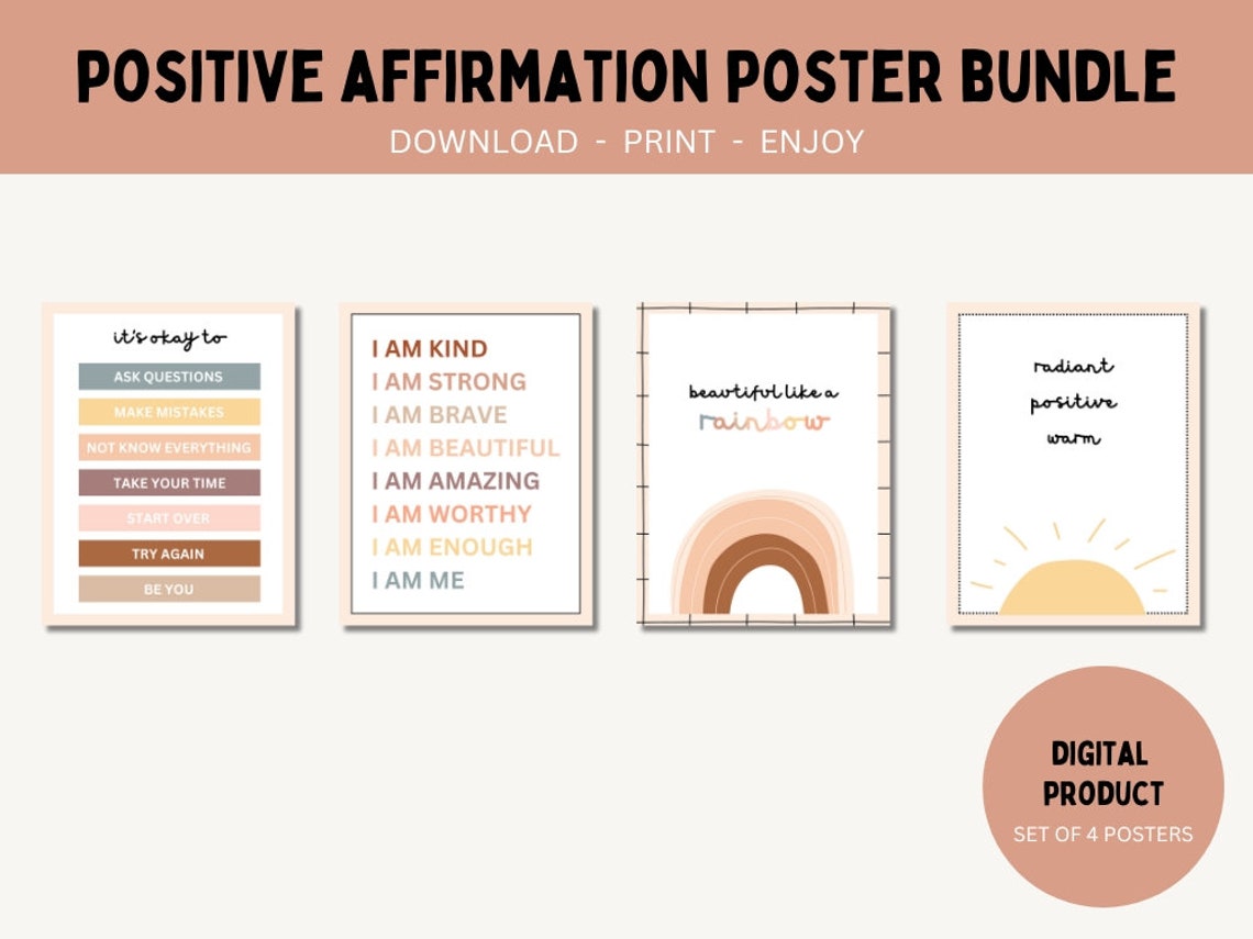 Set of 4 Educational Wall Art, Classroom Posters, Homeschool Printables ...