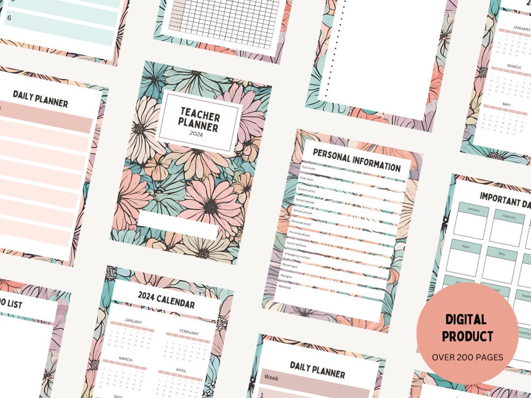 Printable Teacher Daily Planner for 2024 School Year - Instant Digital ...