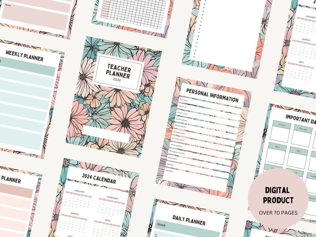 Printable Teacher Weekly Planner for 2024 School Year - Instant Digital ...