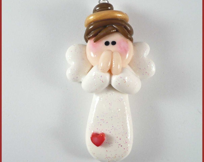 SALE Polymer Clay Brunette Angel Charm Bead - Etsy