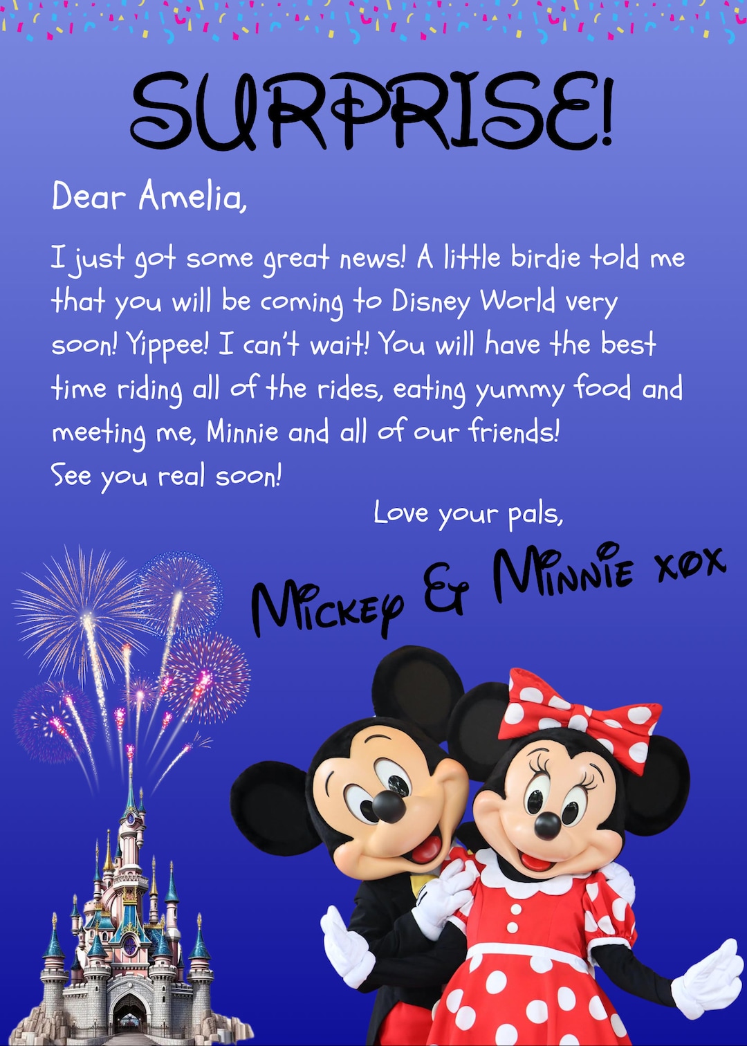 WDW Trip Reveal Letter! - Etsy