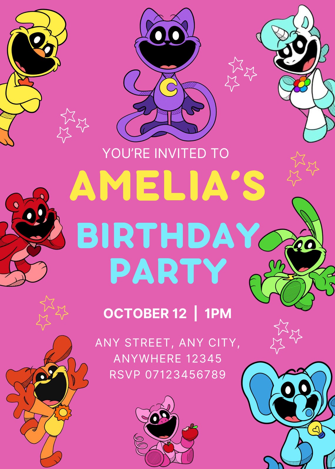 Smiling Critters Birthday Party Invitation - Etsy