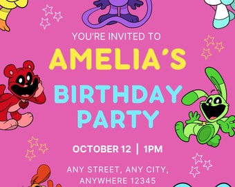 Smiling Critters Birthday Party Invitation - Etsy