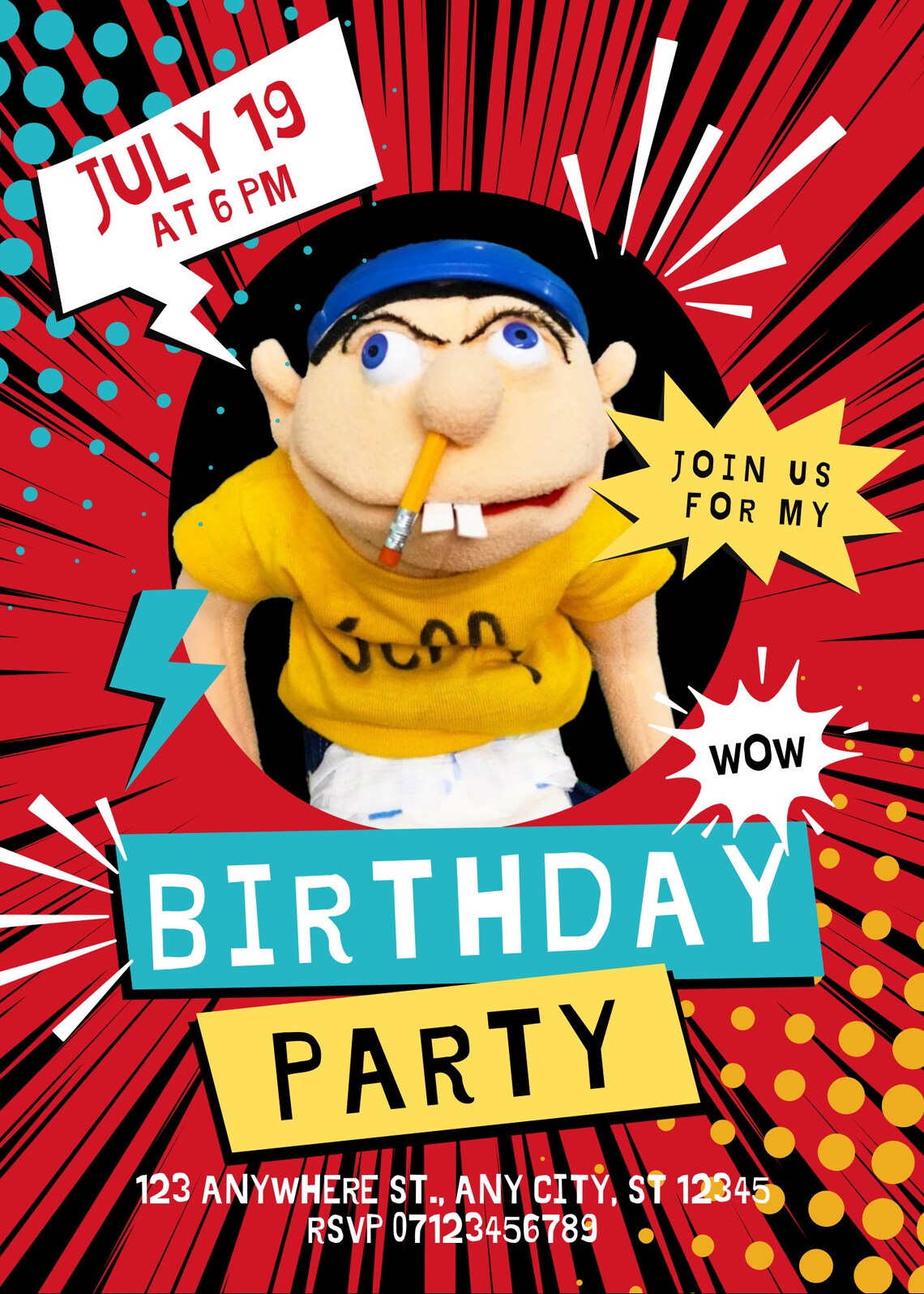 Jeffy Kids Birthday Party Invitation! - Etsy