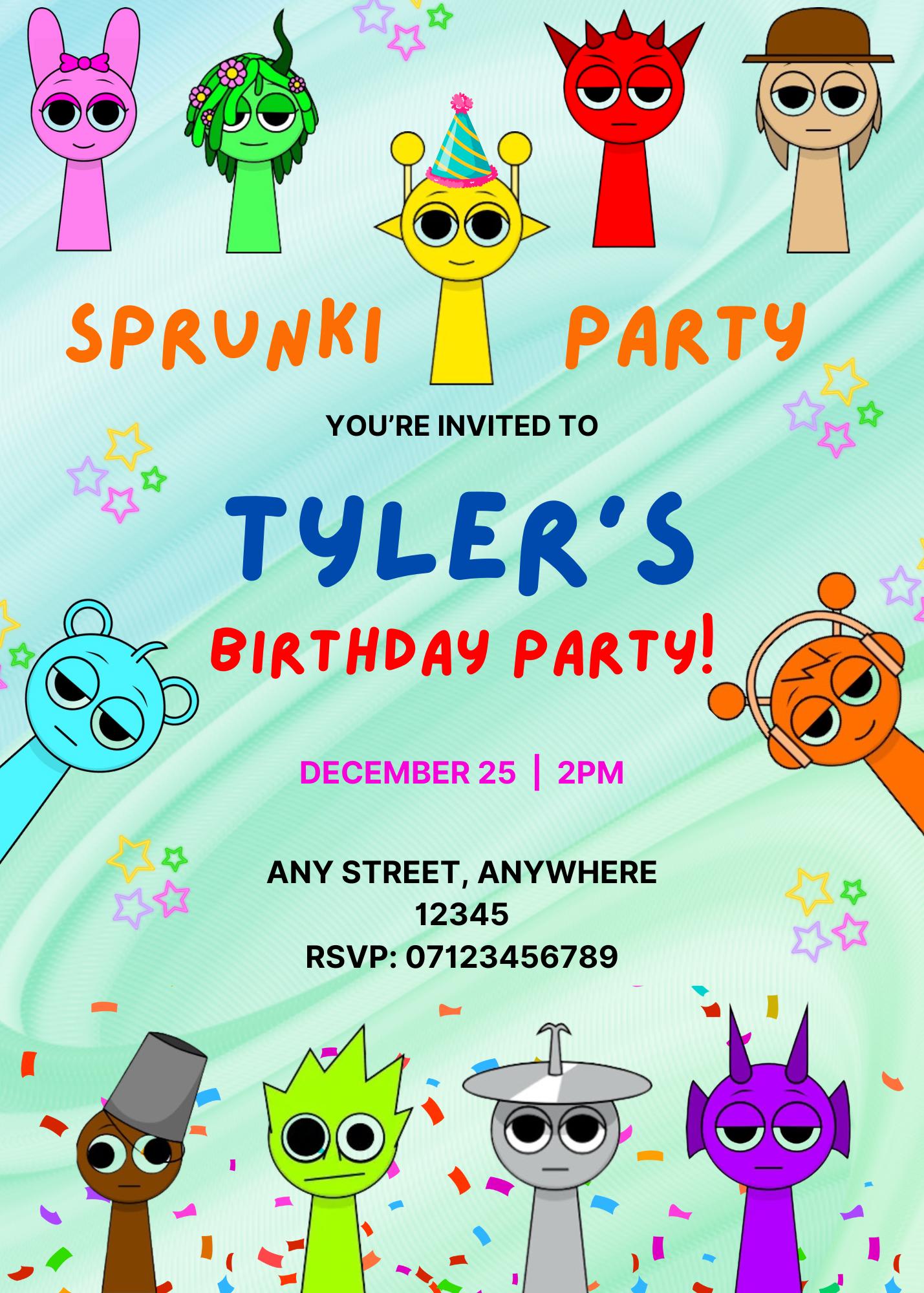 Sprunki Birthday Party Invitation! - Etsy