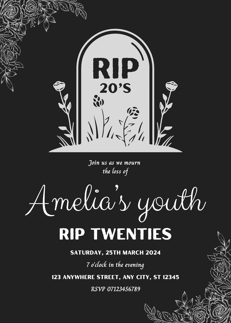 RIP 20’s Birthday Party Invitation - Etsy